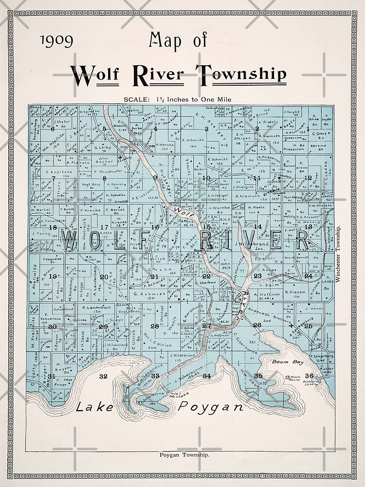 "Wolf River WI Township Map 1909" Sticker for Sale by Jean Plout ...