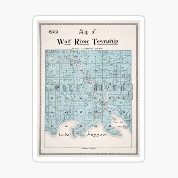 "Wolf River WI Township Map 1909" Sticker for Sale by Jean Plout ...