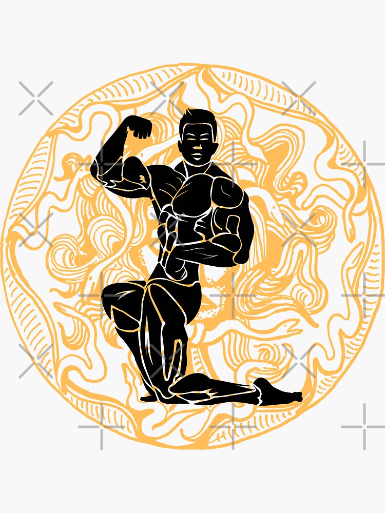 "Bodybuilder Kneeling Bicep Flex" Sticker for Sale by Sturdust | Redbubble