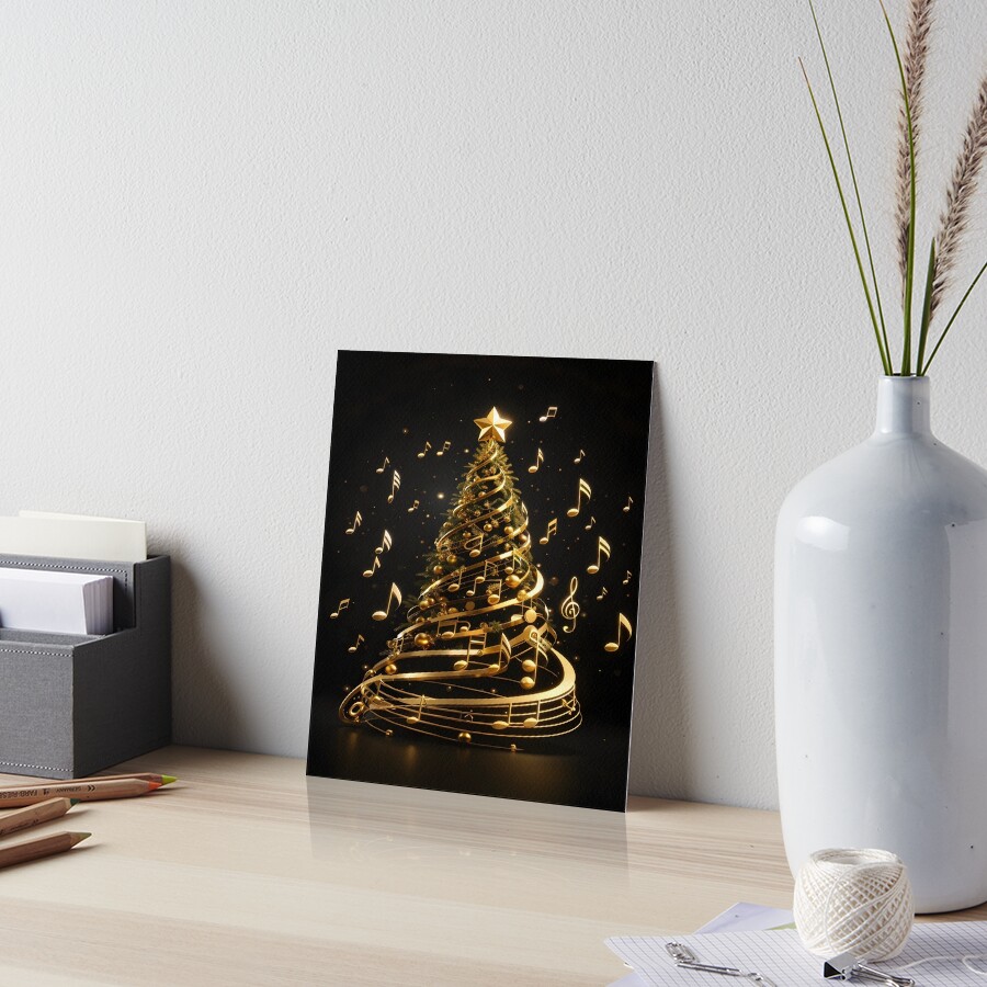 " Golden Musical Note Christmas Tree - Festive Holiday Music Art ...