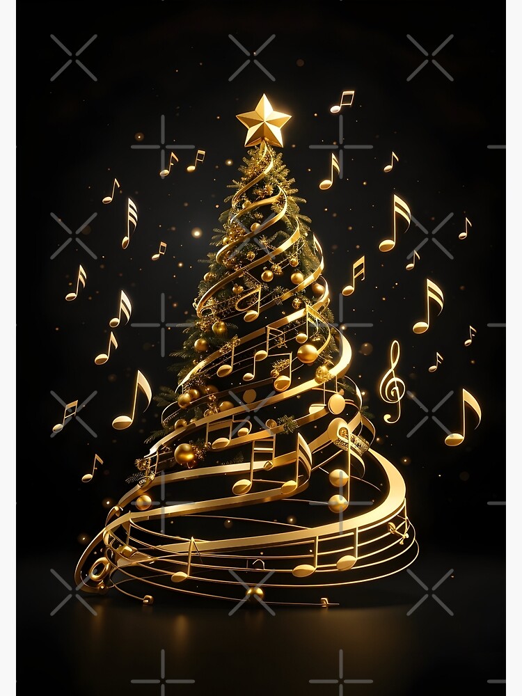 " Golden Musical Note Christmas Tree - Festive Holiday Music Art ...