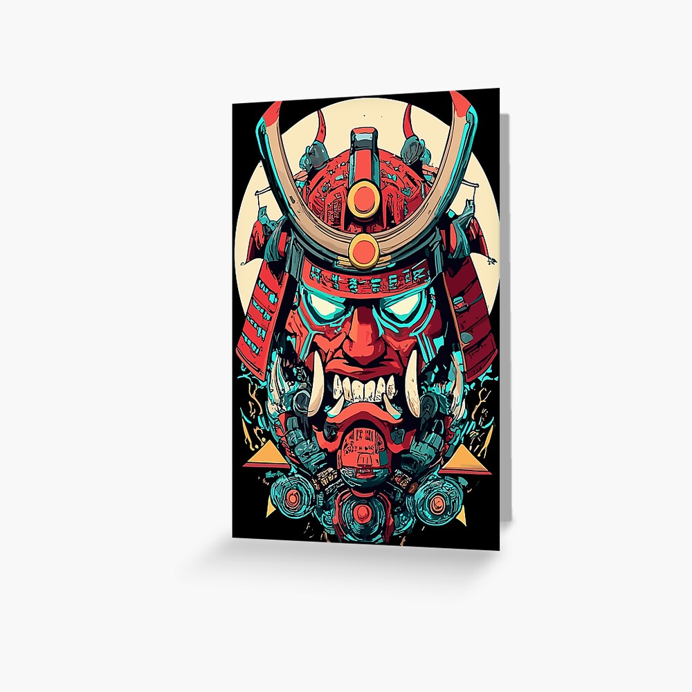 "Mecha Samurai Oni Mask " Sticker for Sale by MechaRon | Redbubble