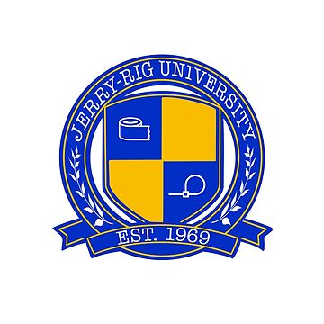 "Jerry-Rig University Logo" Sticker for Sale by Sprehaha | Redbubble