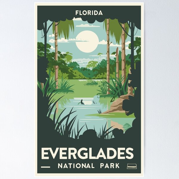"A Vintage Travel Art of the Everglades National Park - Florida - US ...