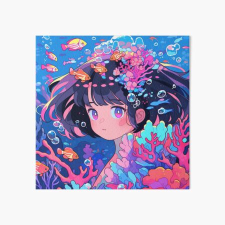"Adorable Underwater Coral Reef Anime Girl" Art Board Print for Sale by ...