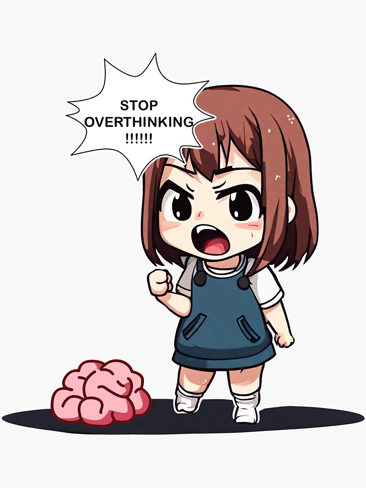 "chibi anime girl hates overthinking!" Sticker for Sale by Recota ...