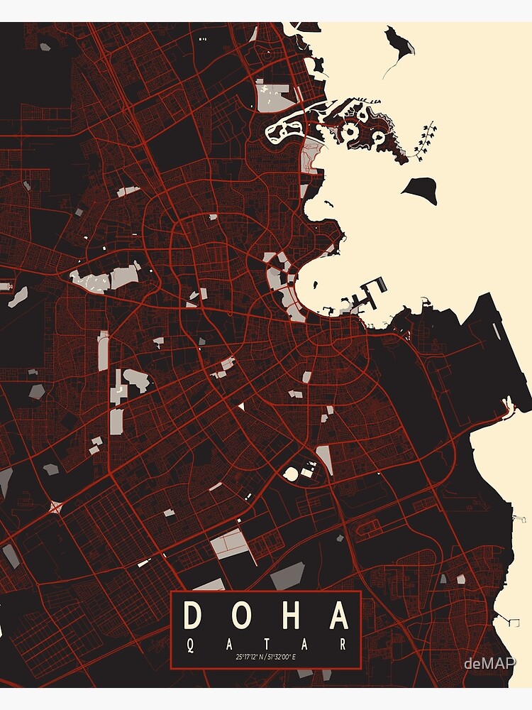 "Doha City Map of Qatar - Vector" Poster for Sale by deMAP | Redbubble