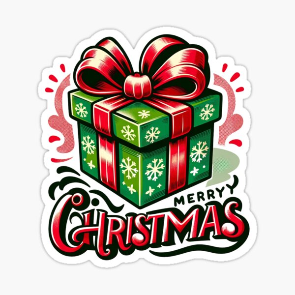 "Merry Christmas Present" Sticker for Sale by NeatSplash | Redbubble