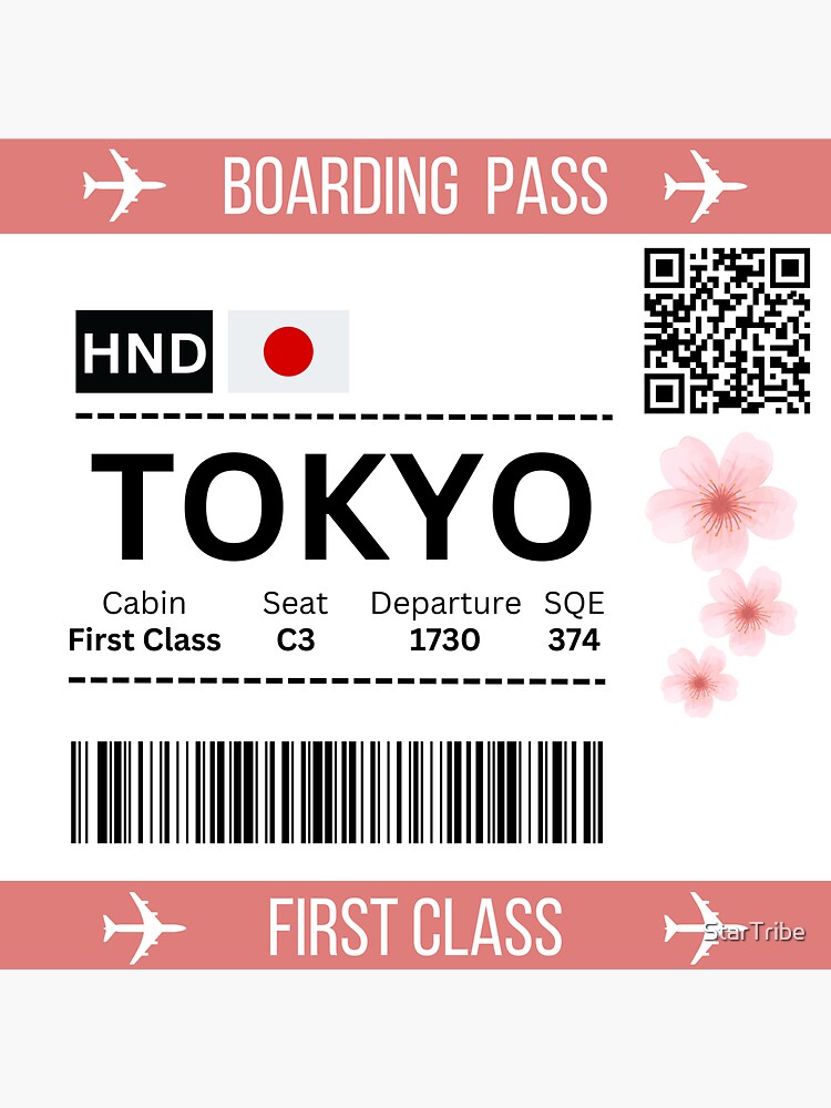 "Tokyo Boarding Pass" Sticker for Sale by StarTribe | Redbubble
