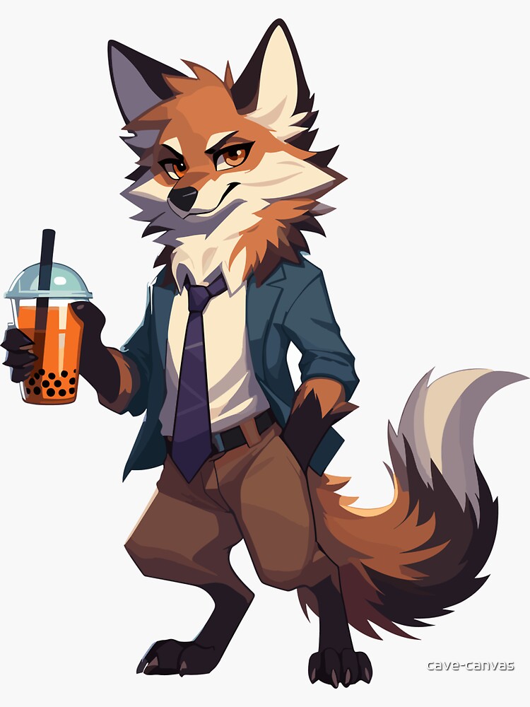 "Maned Wolf Boba Tea" Sticker for Sale by cave-canvas | Redbubble