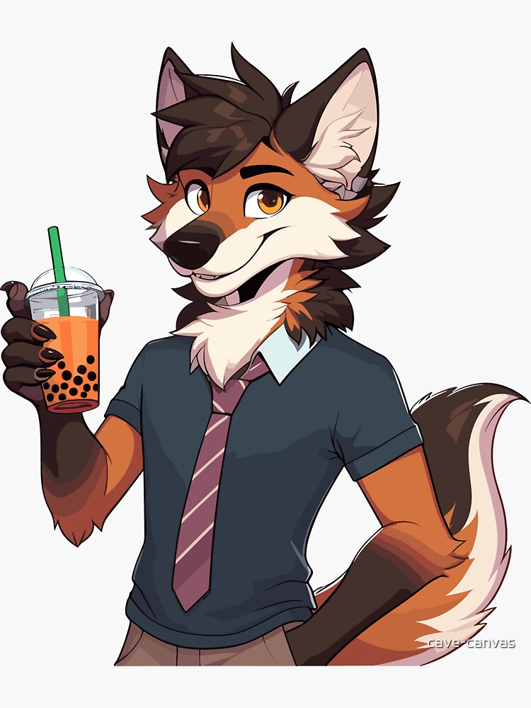 "Maned Wolf Boba Tea" Sticker for Sale by cave-canvas | Redbubble