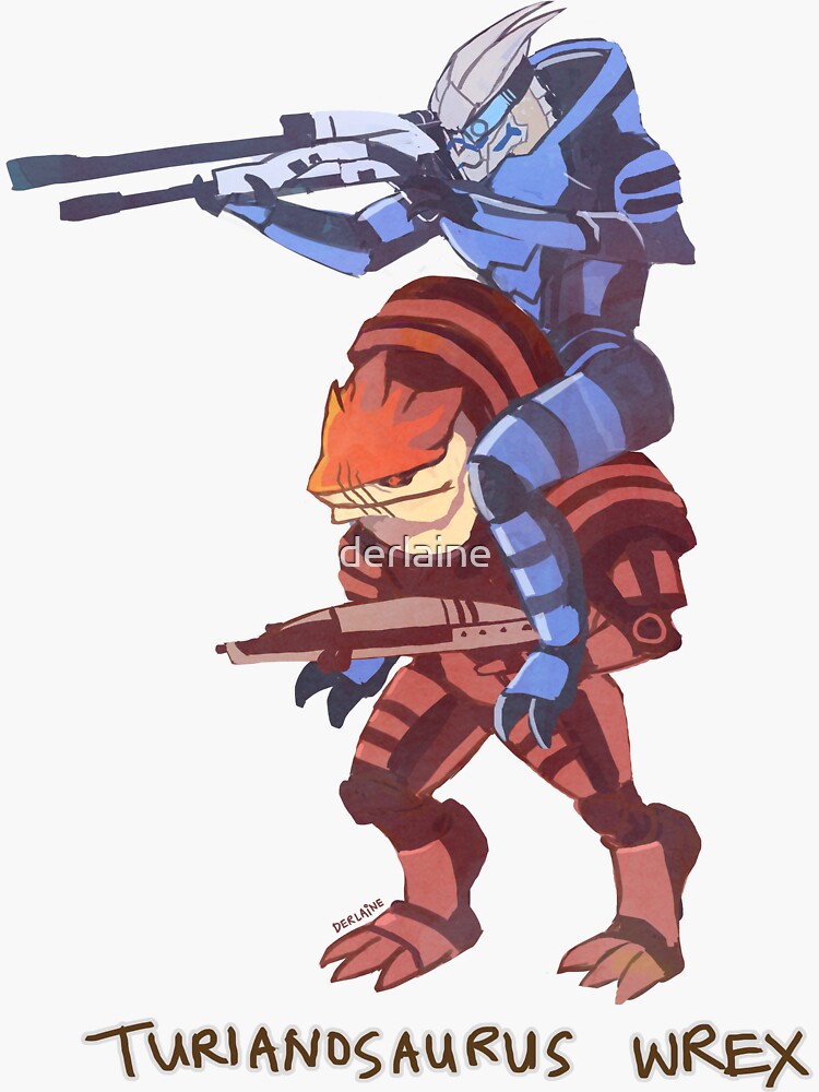 "Turianosaurus Wrex" Sticker for Sale by derlaine | Redbubble