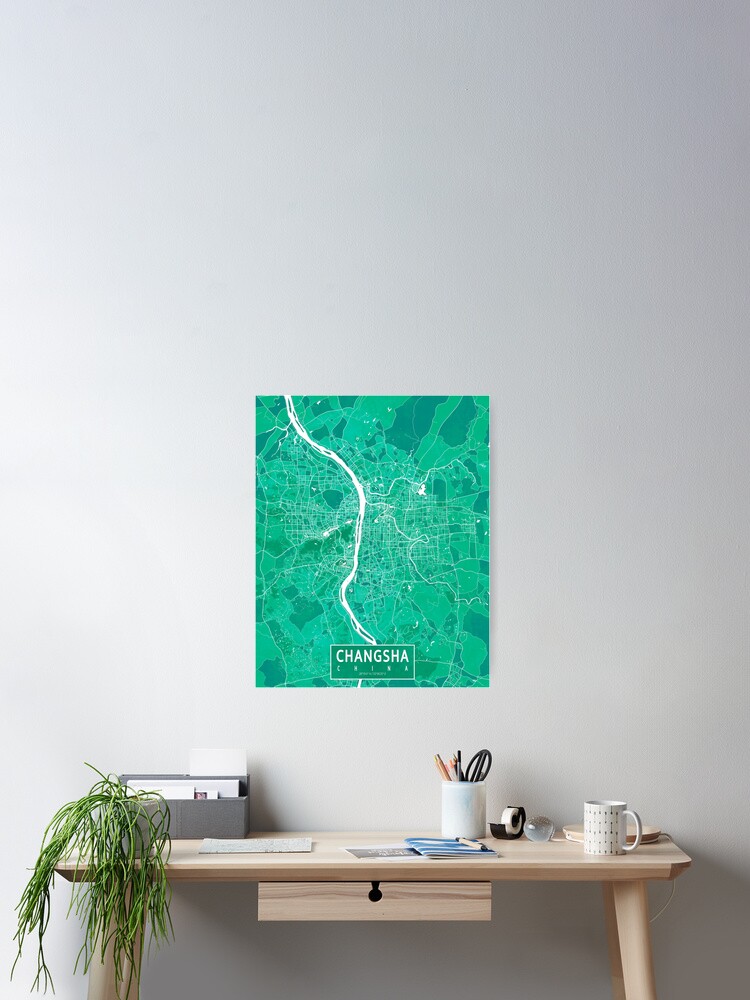 "Changsha City Map of Hunan, China - Watercolor" Poster for Sale by ...