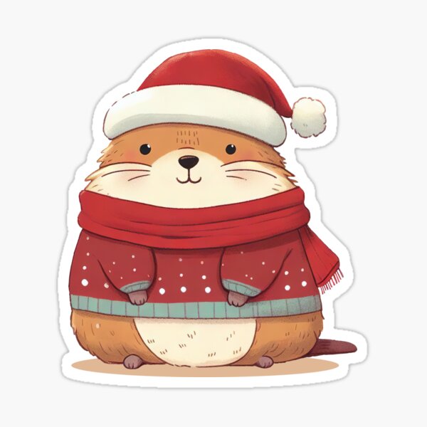 "Cute Christmas Marmot" Sticker for Sale by KAI-Studio | Redbubble