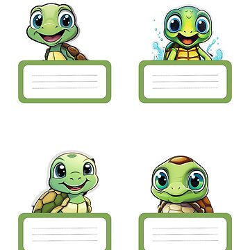 "Turtle School Name Tag 2" Sticker for Sale by NicolasGlowArt | Redbubble