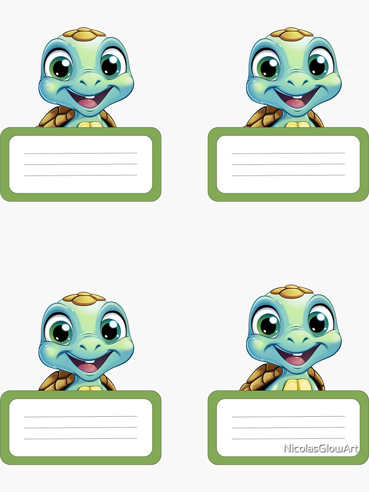 "Turtle School Name Tag 3" Sticker for Sale by NicolasGlowArt | Redbubble