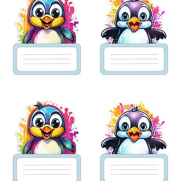 "Penguin School Name Tag Sticker Pack 2" Sticker for Sale by ...