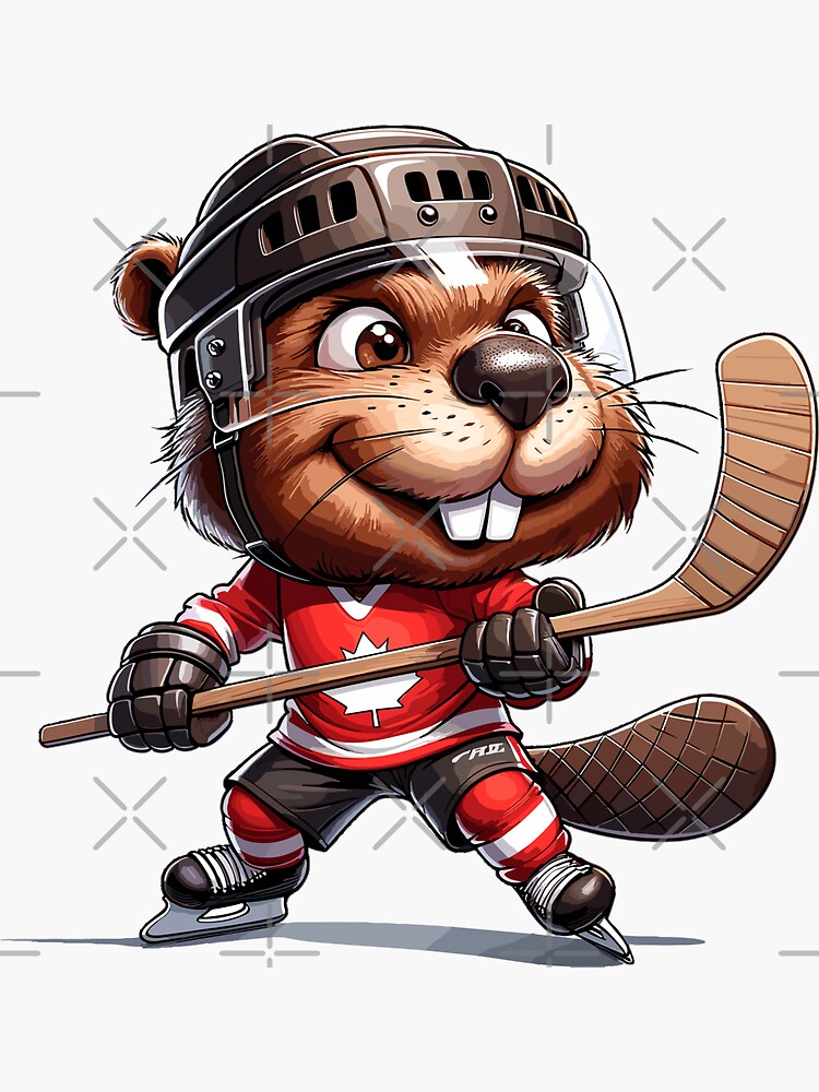 "Canadian Ice Hockey Maple Leaf Beaver" Sticker for Sale by ElLocoMus ...