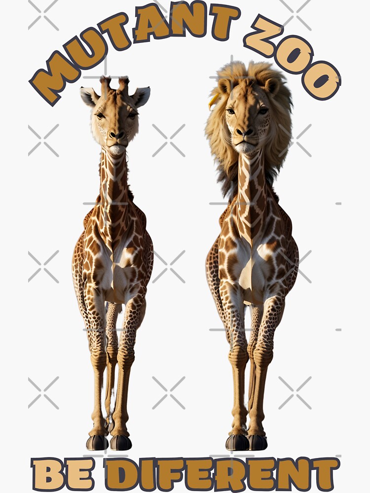 "Mutant zoo safari combination between a giraffe and a lion" Sticker ...