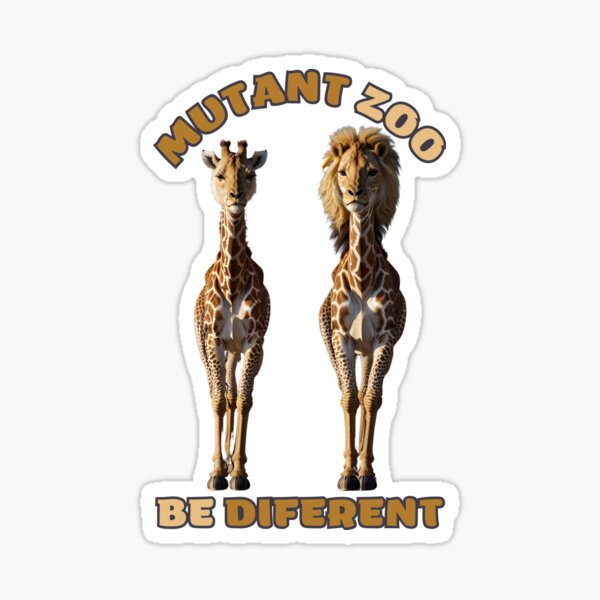 "Mutant zoo safari combination between a giraffe and a lion" Sticker ...