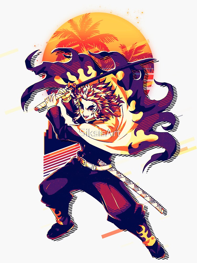 "Kyojuro Rengoku Retro Art" Sticker for Sale by SiksisArt | Redbubble