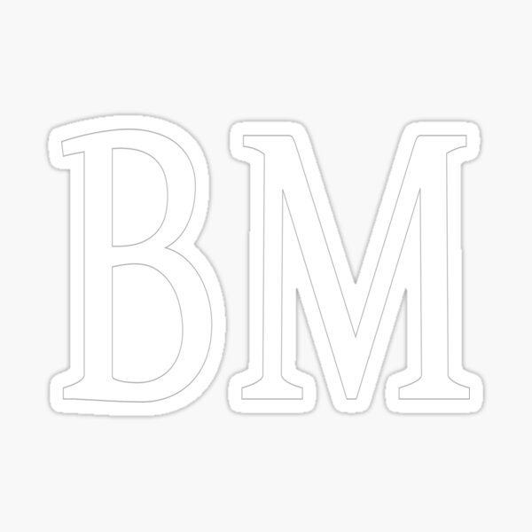 "BM Initials Monogram Elegant White Letters" Sticker for Sale by ...