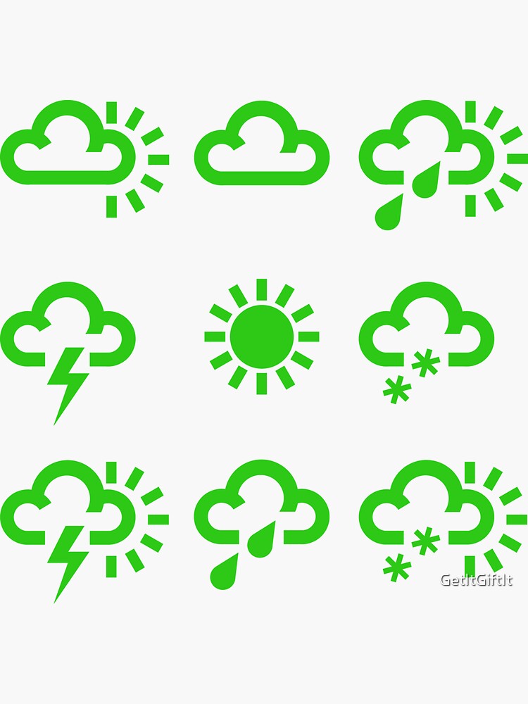"Green weather forecast symbols design" Sticker for Sale by GetItGiftIt ...