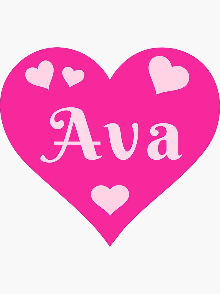 "Ava Name Pink Heart " Sticker for Sale by jeallan | Redbubble