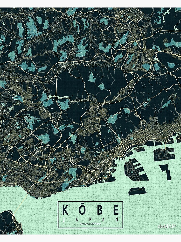 "Kobe City Map of Hyogo, Japan - Summer" Poster for Sale by deMAP ...