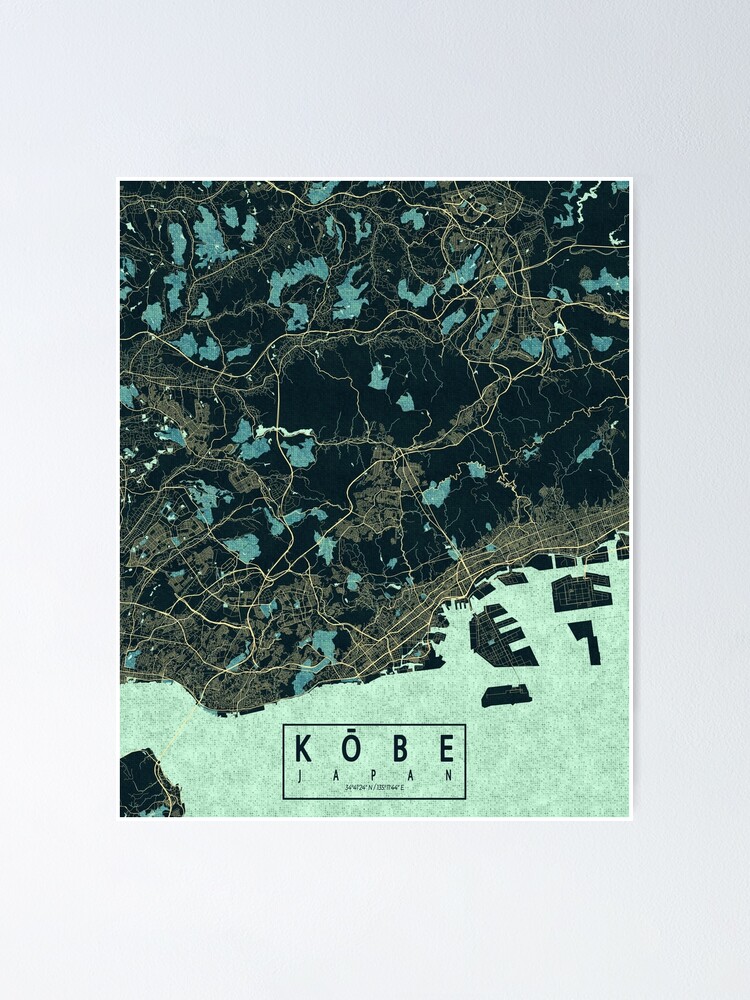 "Kobe City Map of Hyogo, Japan - Summer" Poster for Sale by deMAP ...
