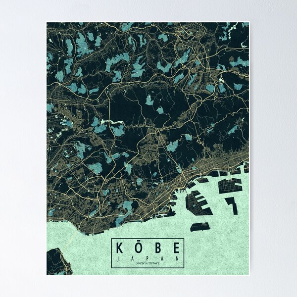 "Kobe City Map of Hyogo, Japan - Summer" Poster for Sale by deMAP ...
