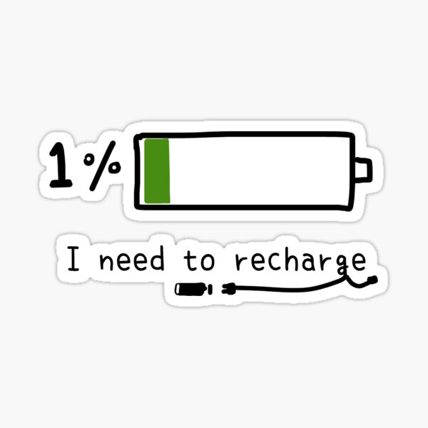 "1 percent battery" Sticker for Sale by Benjadesignart | Redbubble