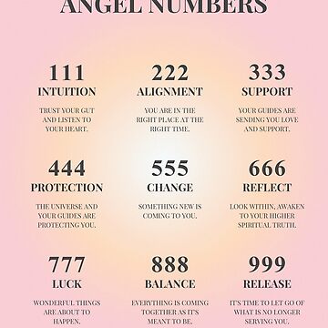 "Angel Numbers Chart Pink and Orange Aura" Poster for Sale by ...