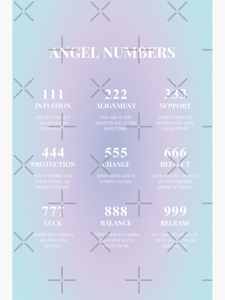 "Angel Numbers Chart Purple Blue Aura Gradient" Sticker for Sale by ...