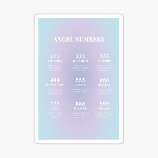 "Angel Numbers Chart Purple Blue Aura Gradient" Sticker for Sale by ...