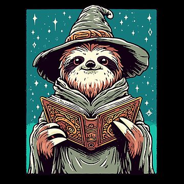 "Retro Sloth Wizard" Sticker for Sale by TomFrontierArt | Redbubble