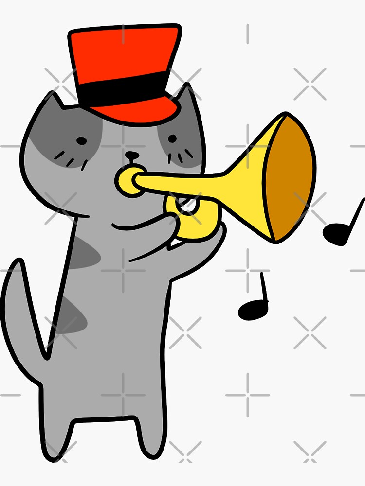 "Trumpet Cat" Sticker for Sale by SaradaBoru | Redbubble