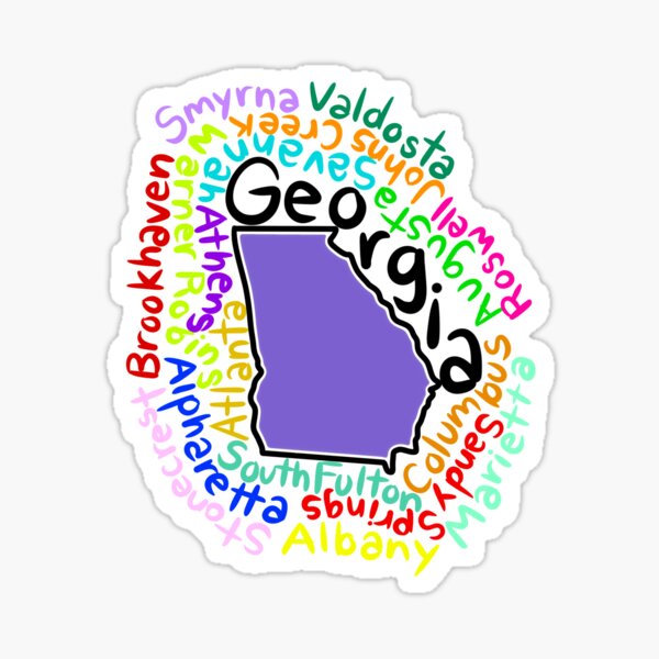 "Georgia map with names" Sticker for Sale by Maws25 | Redbubble