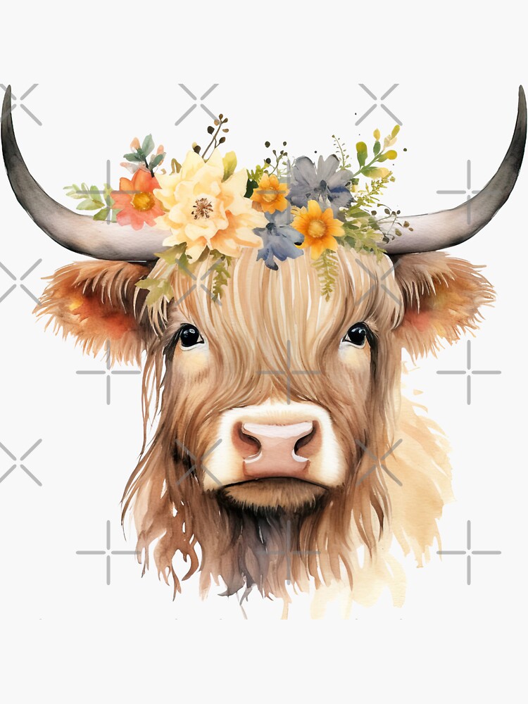 "Cute Baby Cow Highland" Sticker for Sale by LionessLove | Redbubble