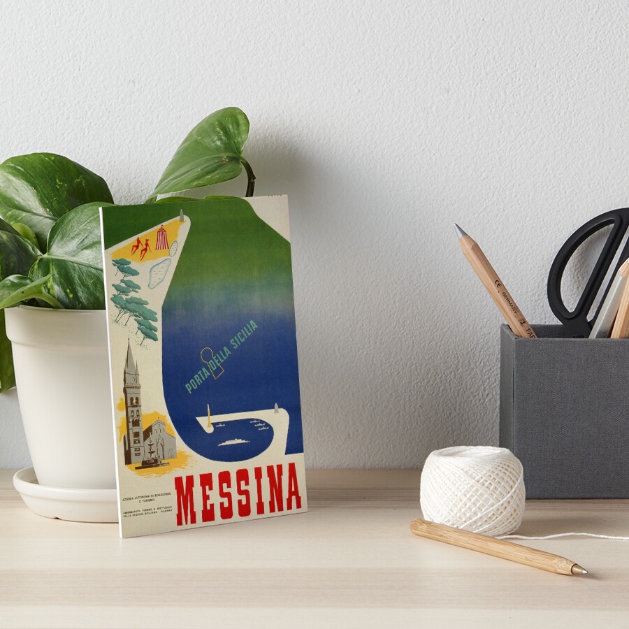 "Messina port of Sicily vintage Italian travel ad" Art Board Print by ...