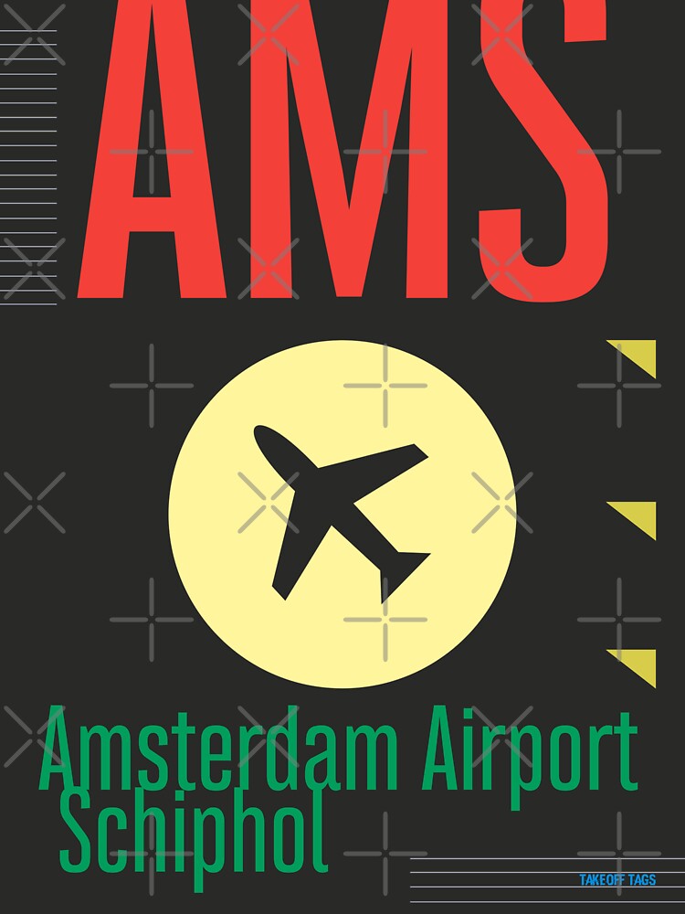 "AMS Amsterdam airport Schiphol" Sticker by Aviators | Redbubble