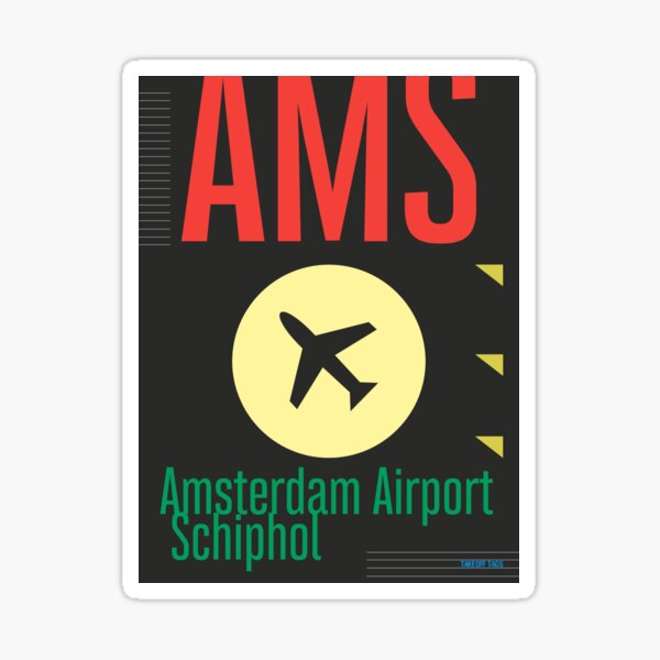 "AMS Amsterdam airport Schiphol" Sticker by Aviators | Redbubble