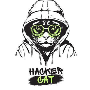 "Hacker Cat " Sticker for Sale by Krsna Priya | Redbubble