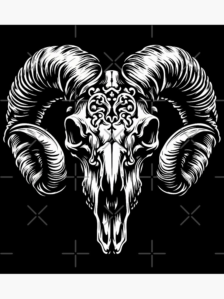 Evil Ram Skull Drawing