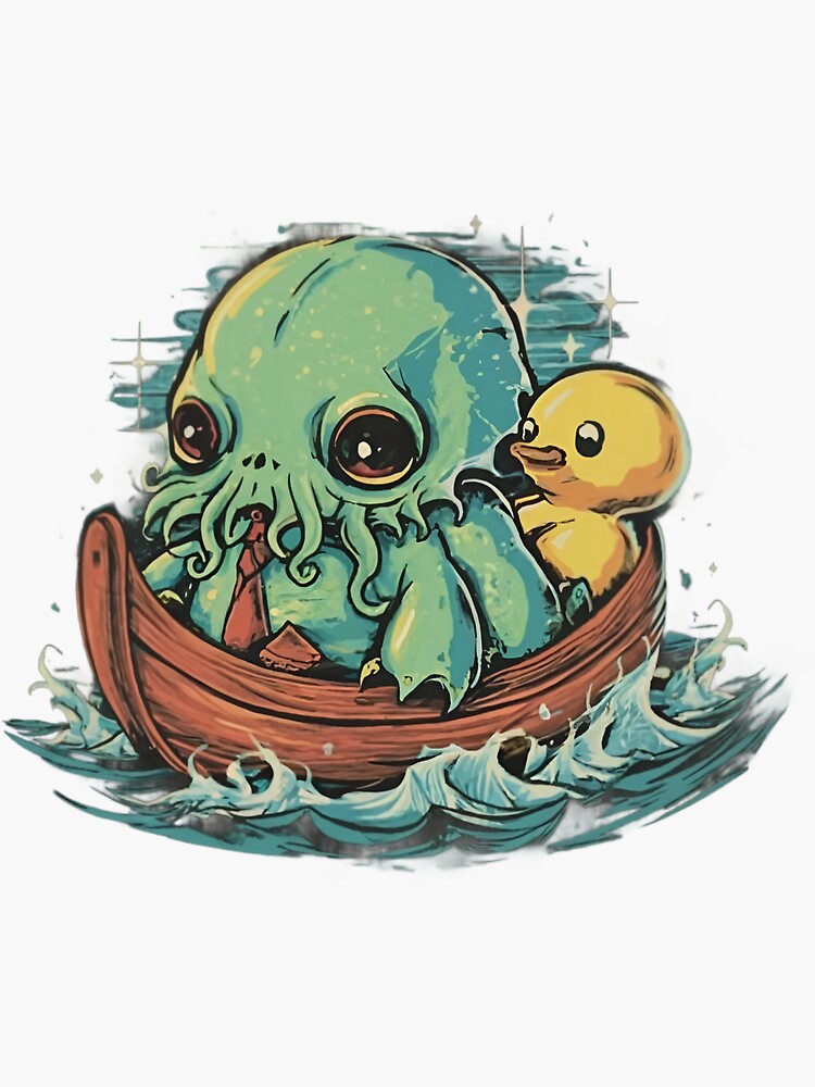 "Cute Kawaii Cthulhu Adventure" Sticker for Sale by MythoKitty | Redbubble