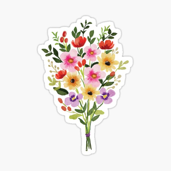 "Pink and Red Flower Boquet - Flowers Bouquet" Sticker for Sale by ...