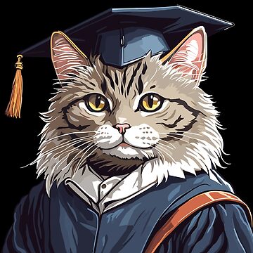 "Cat in graduation attire with academic cap" Sticker for Sale by ...