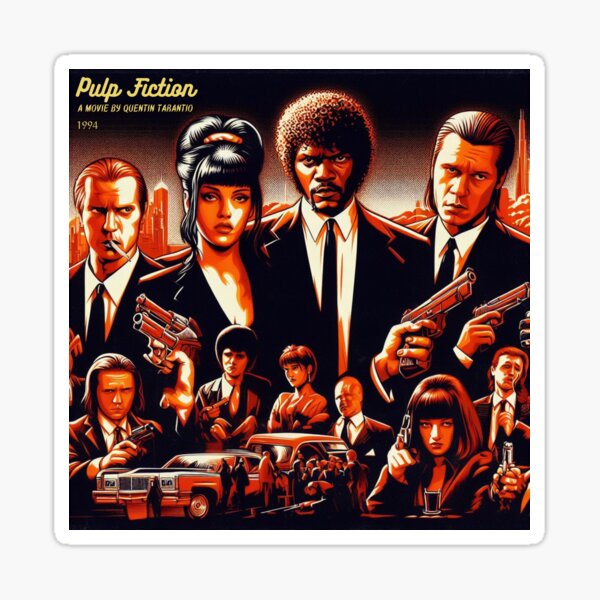 "Pulp Fiction Inspired Movie Poster" Sticker for Sale by AlwaysIndie ...