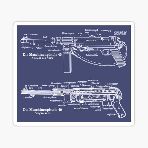 "MP40 German WW2 Submachine Gun Maschinenpistole 40 Cross Section ...