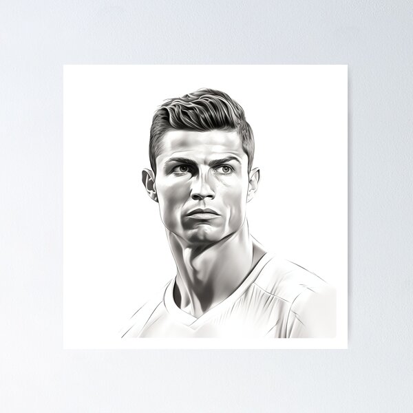 "Portrait Cristiano Ronaldo black and white design" Poster by ...